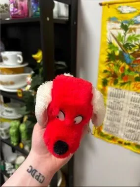 Dog | Vintage Red Plush Dog Toy With Checkered Vest And Tie | Poshmark